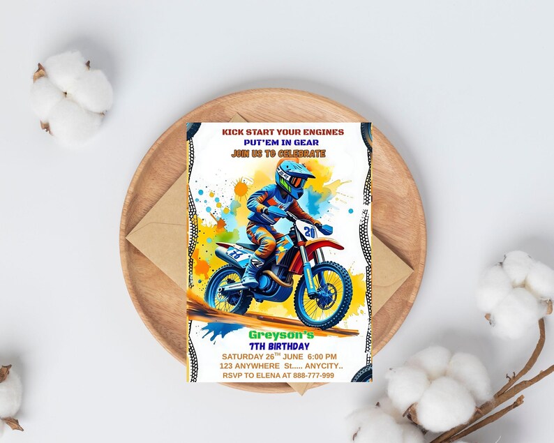 Dirt Bike Birthday Invitation,dirt Bike Adventure Invite,motocross ...