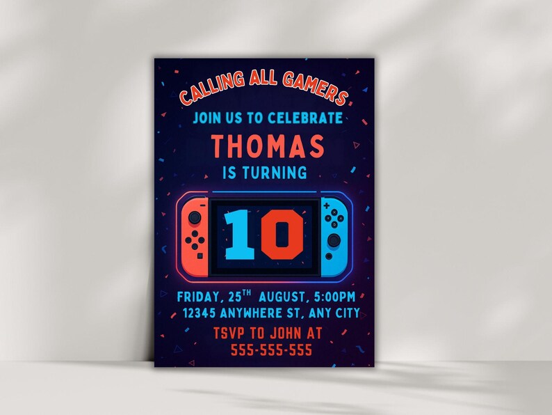 Editable Video Game Birthday Invitation, Video Game Invite Template ...