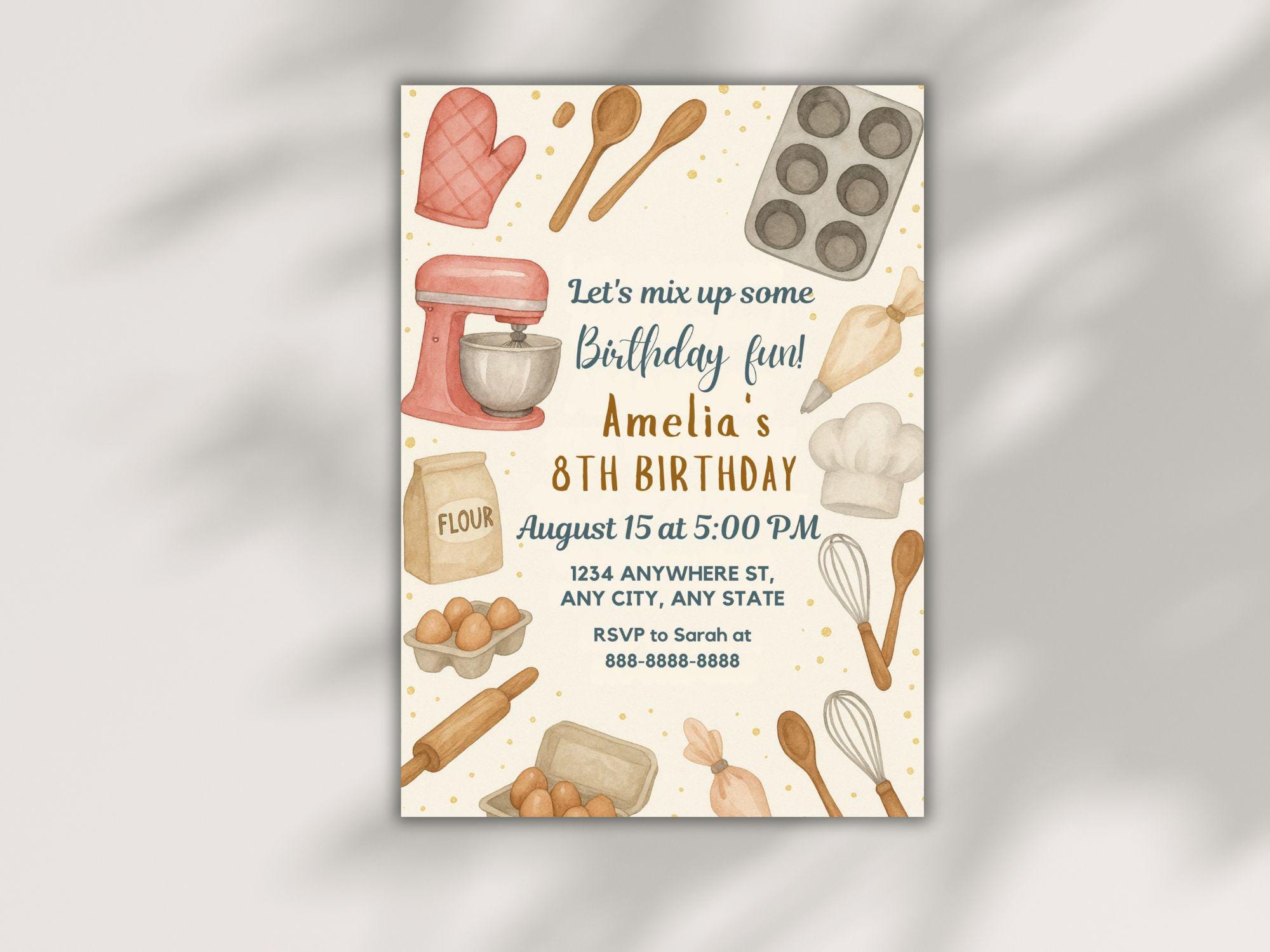 Editable Baking Birthday Invitation Template, Cooking Birthday Invite ...