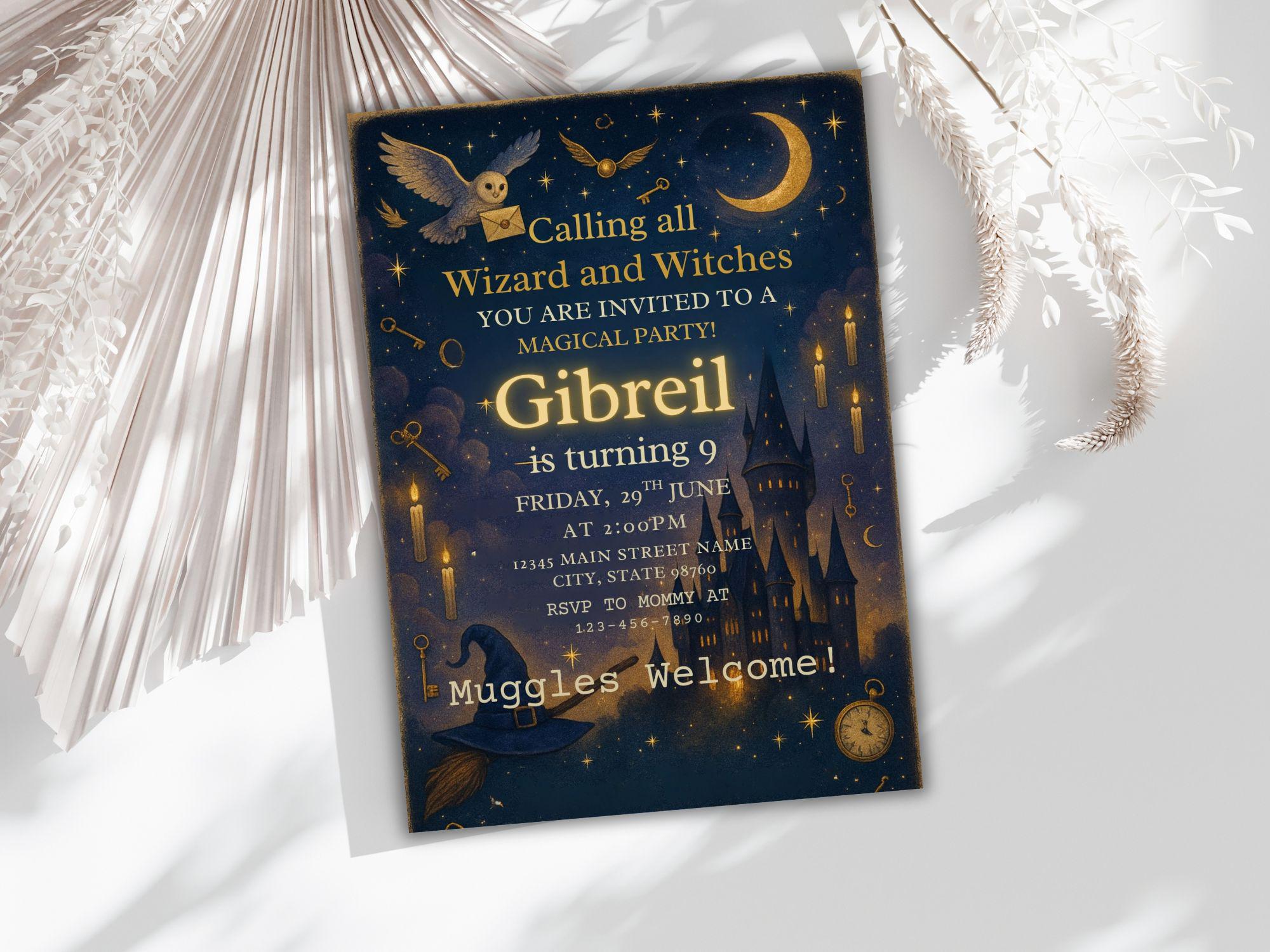 Editable Magical Birthday Invitation, Wizards Witches Birthday ...