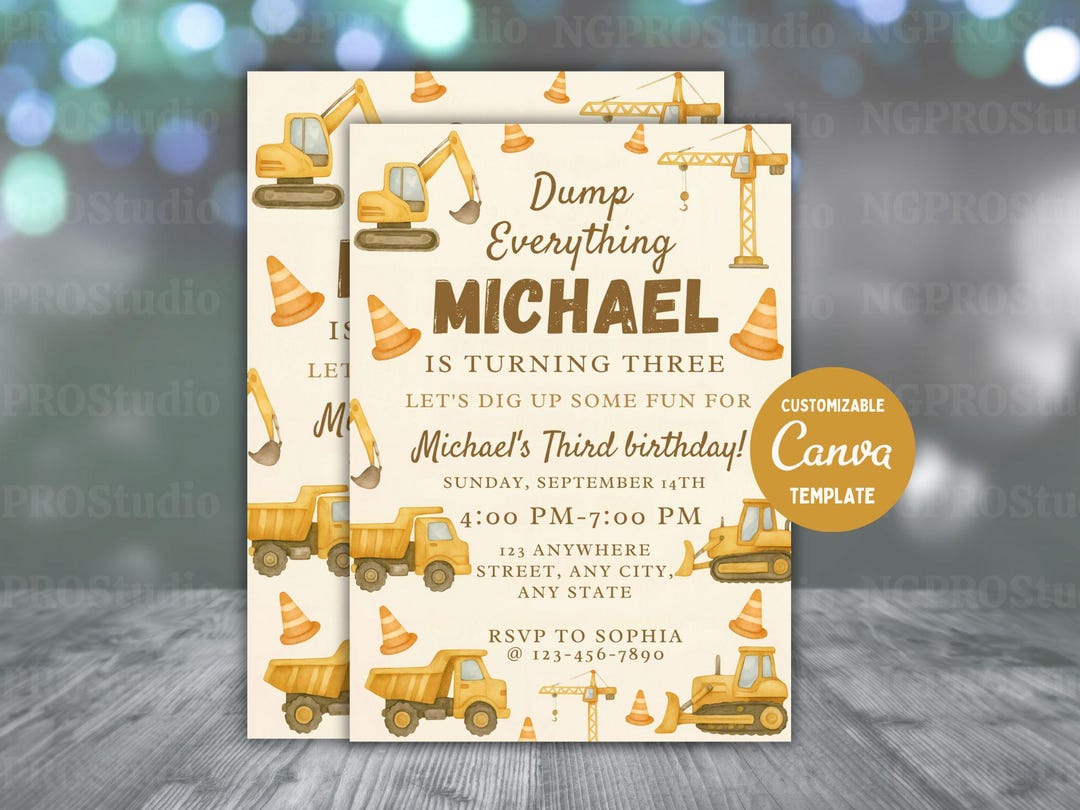 Construction Birthday Invitation Dump Everything Birthday Invitation ...