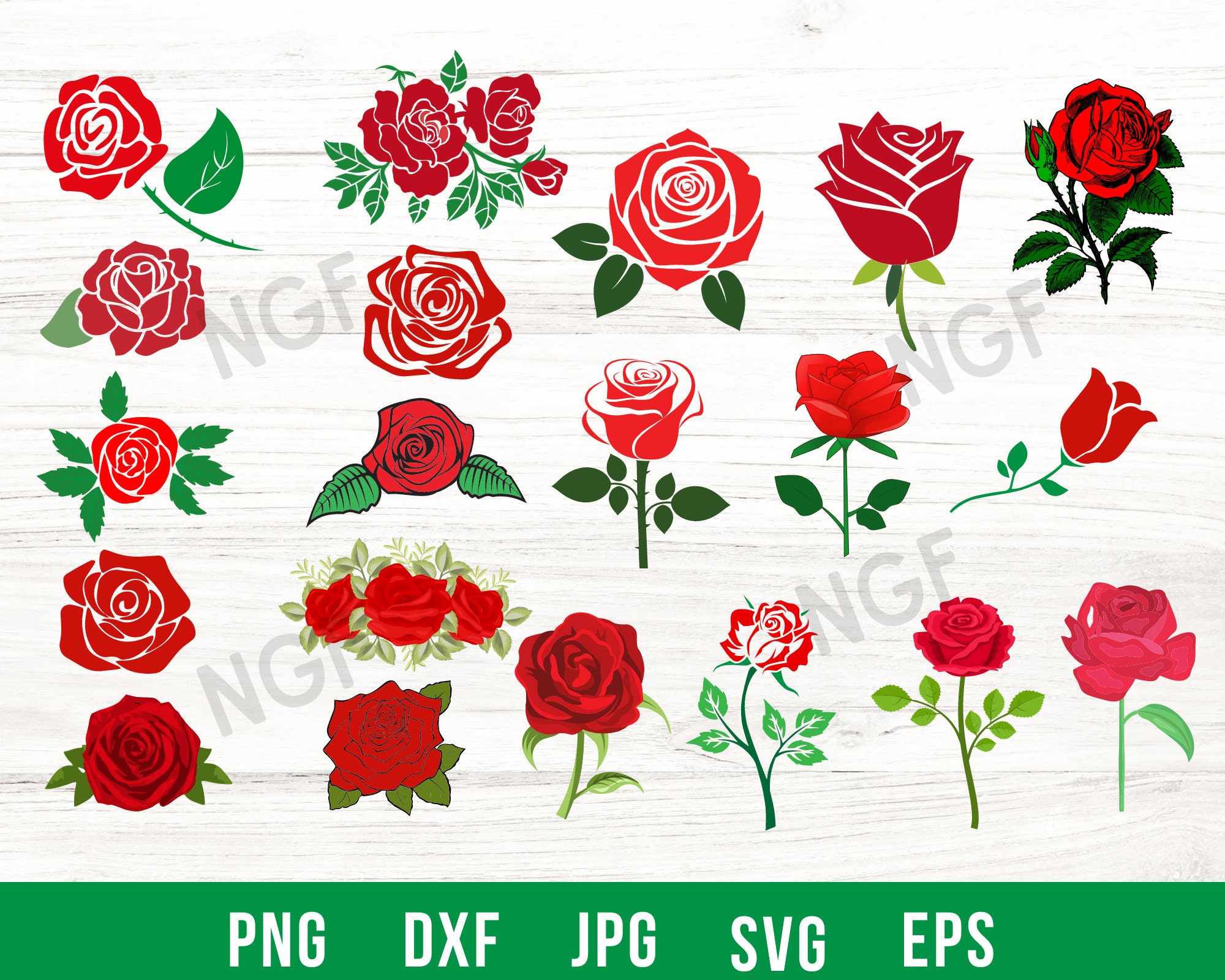 Rose Svg Bundle Roses Svg Rose Clipart Flower Svg Roses - Etsy