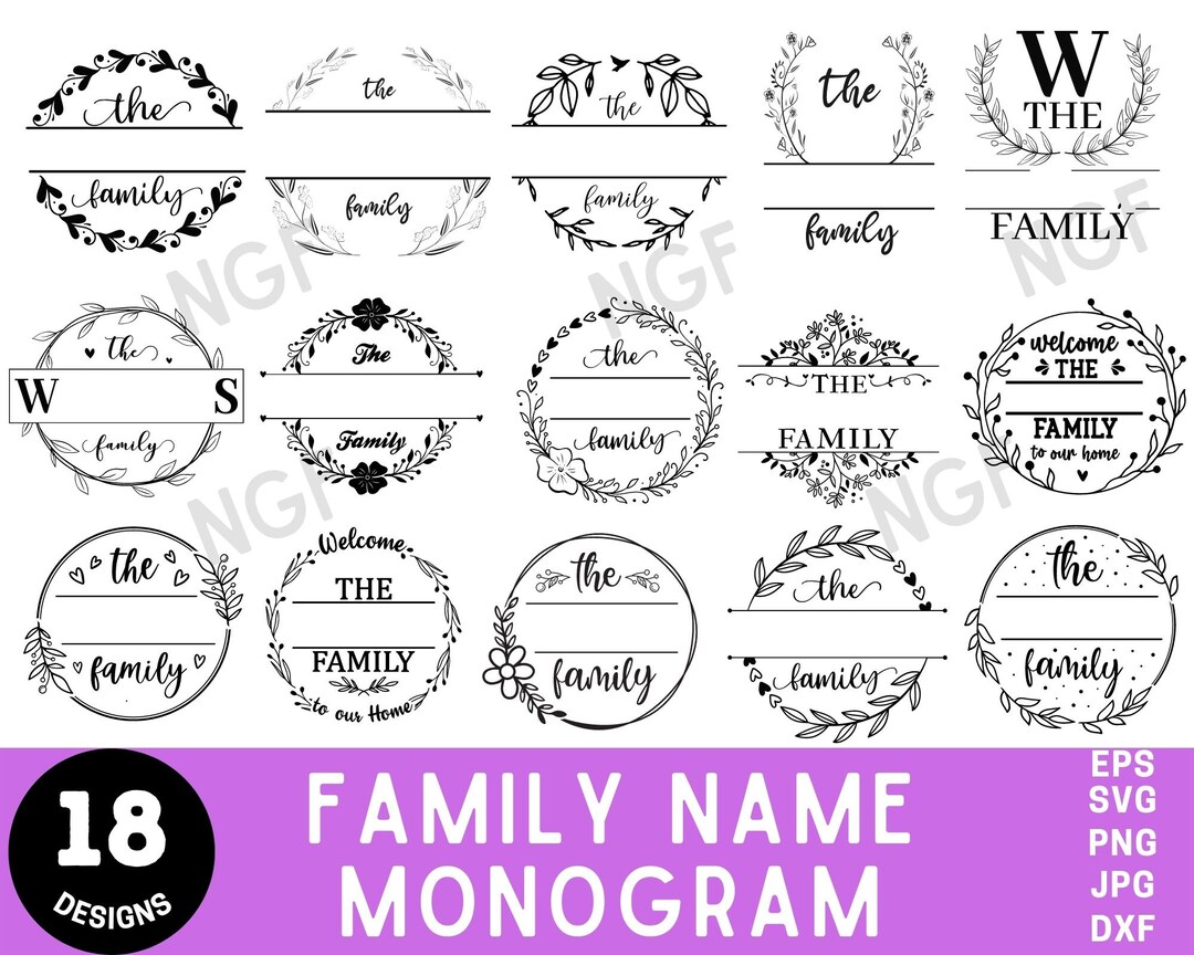 Family Name Monogram Svg, Split Family Monagram Svg, Split Monogram Svg ...