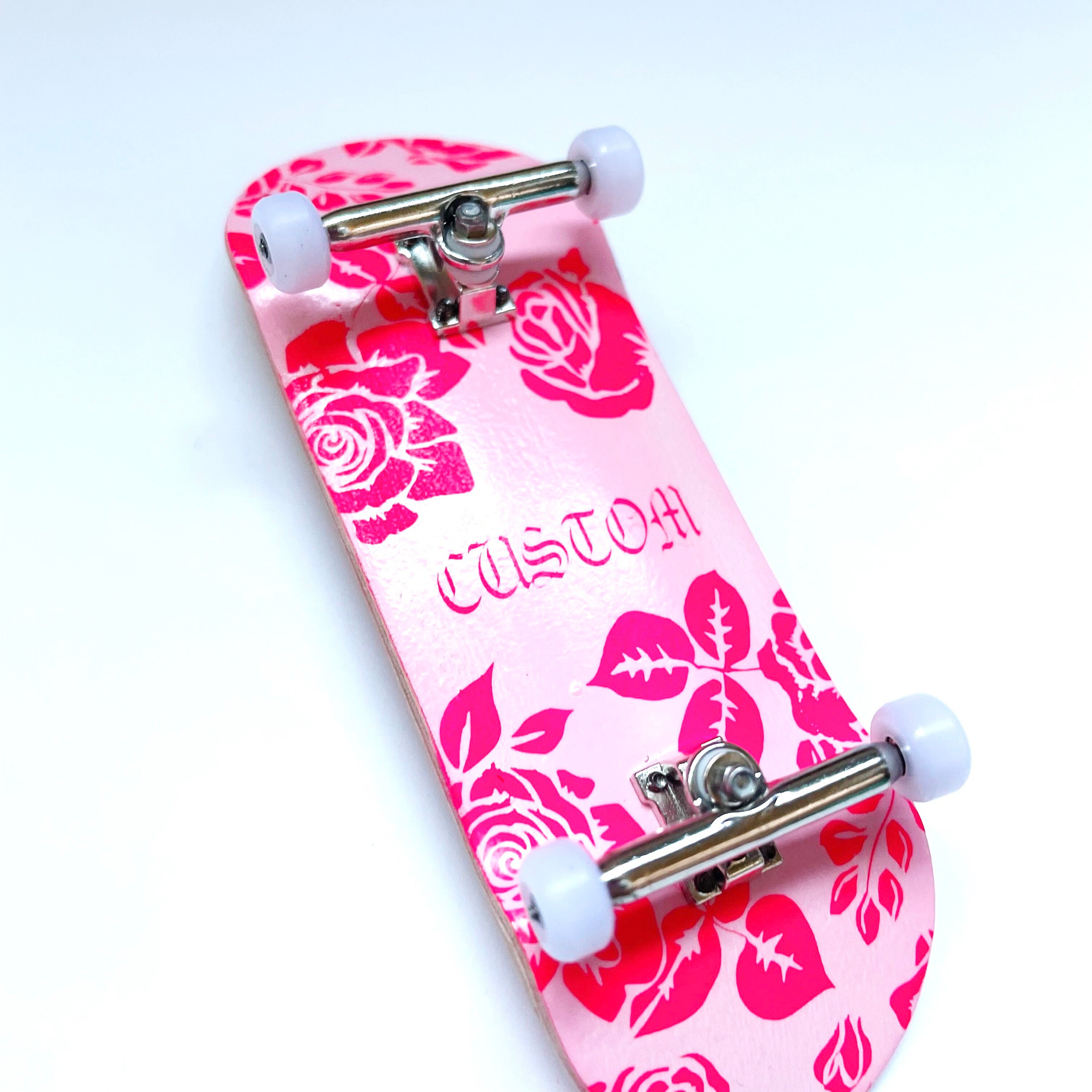 Professional Wooden Fingerboard Custom Pink Roses + Paint Coating 32mm ...