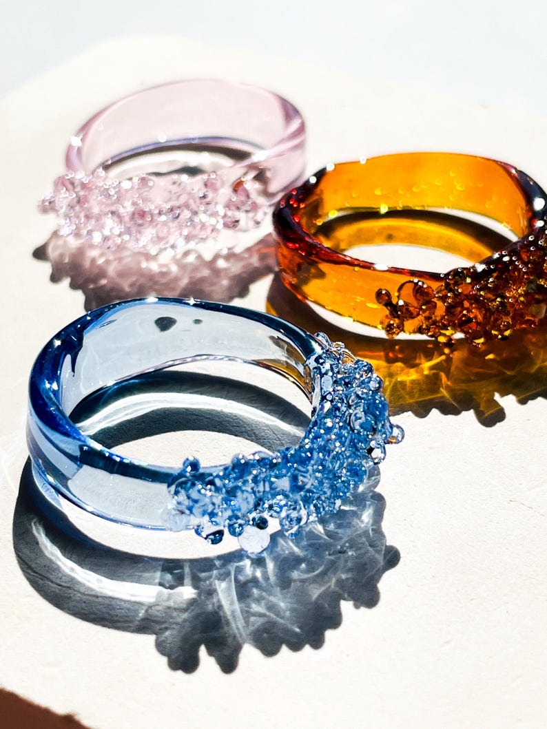 Botanical Glass Ring: Handmade Forest Style Borosilicate Jewelry Murano ...