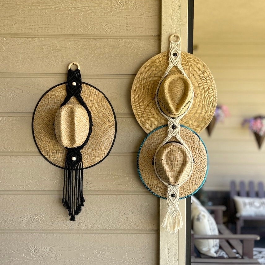 Marcame Hat Hanger, Double Macrame Hat Holder, Boho Decor, Handmade Hat ...