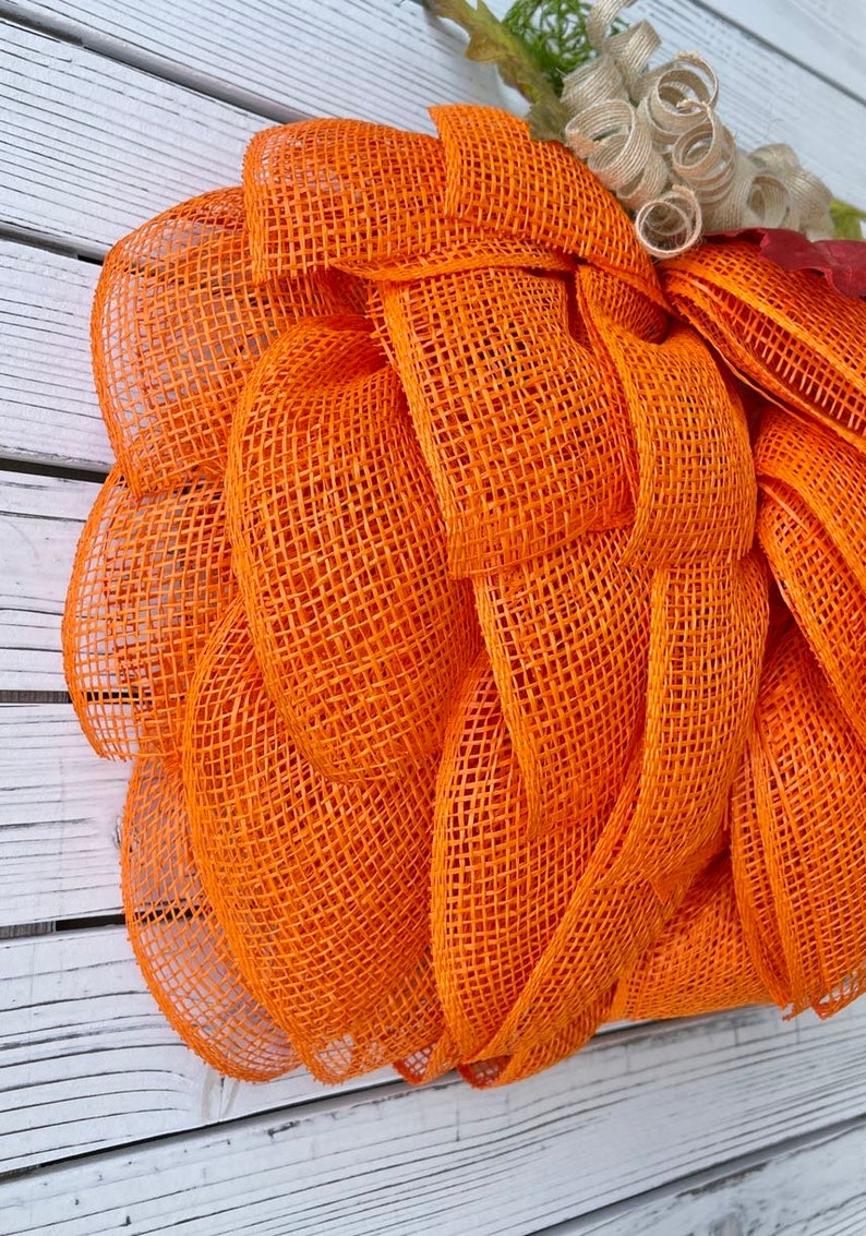 Pumpkin Poly Burlap Wreath for Front Door, Burlap Wreath, Farmhouse, Fall Wreath, Home Decor ...