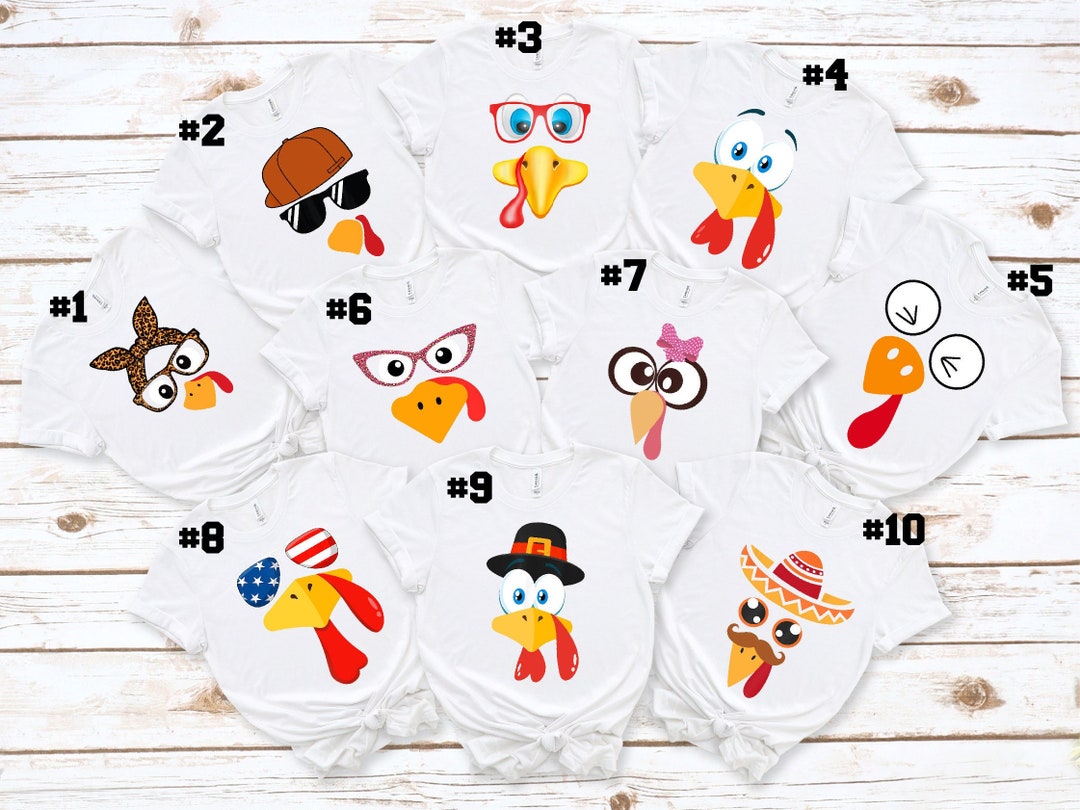 Cute Turkey Fall Thanksgiving Shirt, Thanksgiving Family Matching Shirt ...