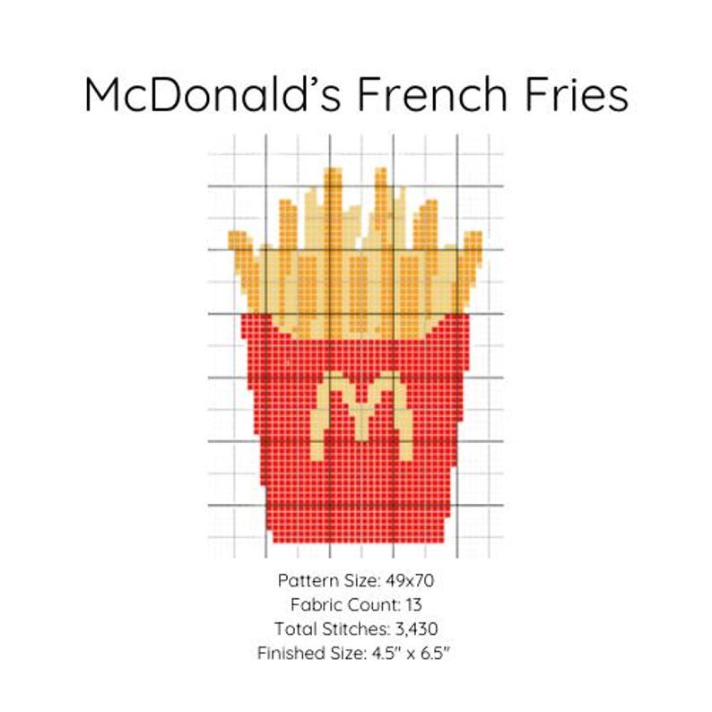 Mcdonald's French Fries Needlepoint Chart Digital Download Needlepoint ...