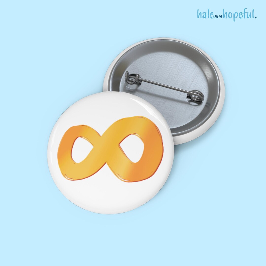 Gold Infinity Sign Autistic Pride Badge, White Background,, Lapel Pin ...