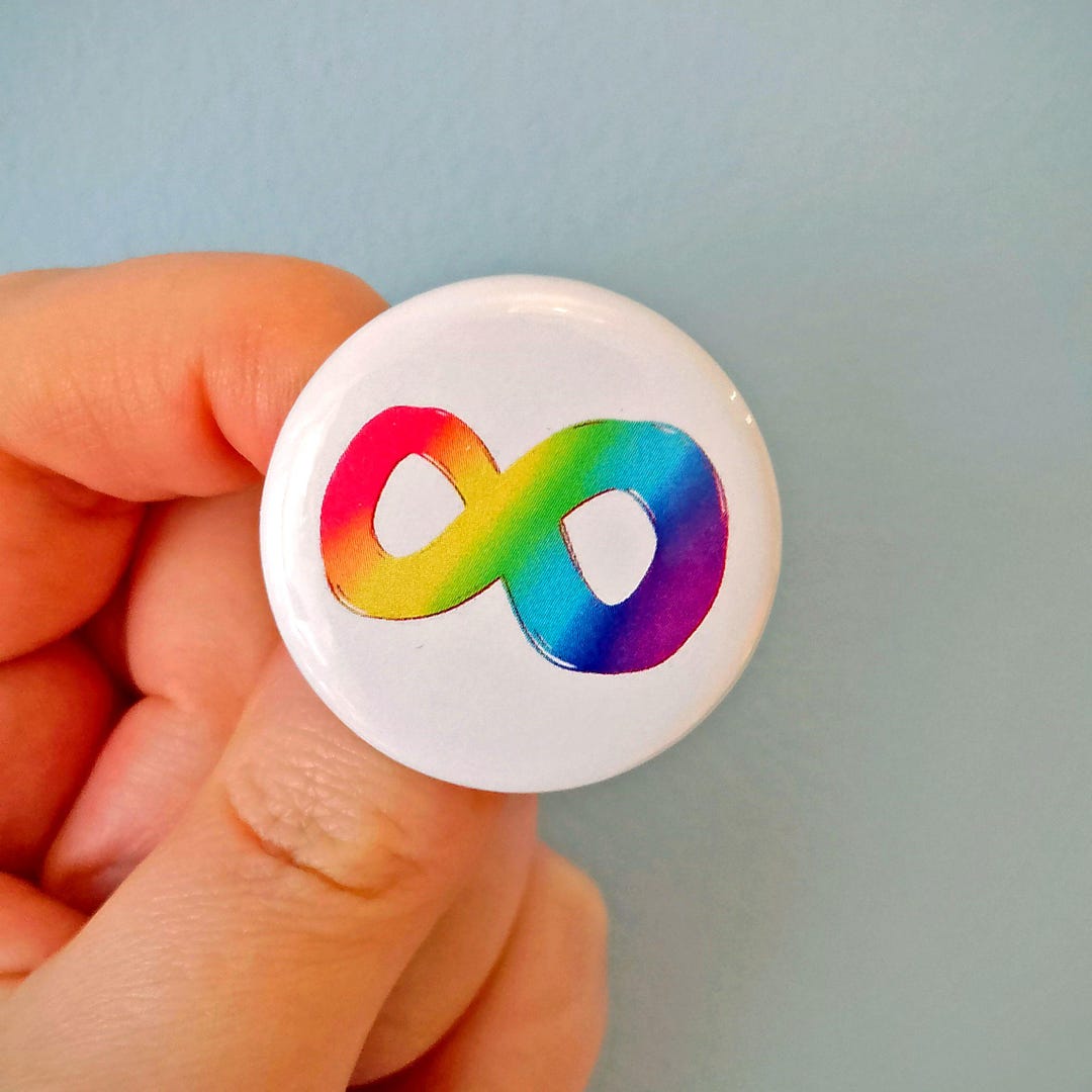 Rainbow Infinity Symbol, Neurodivergent Pride Badge on White Background ...