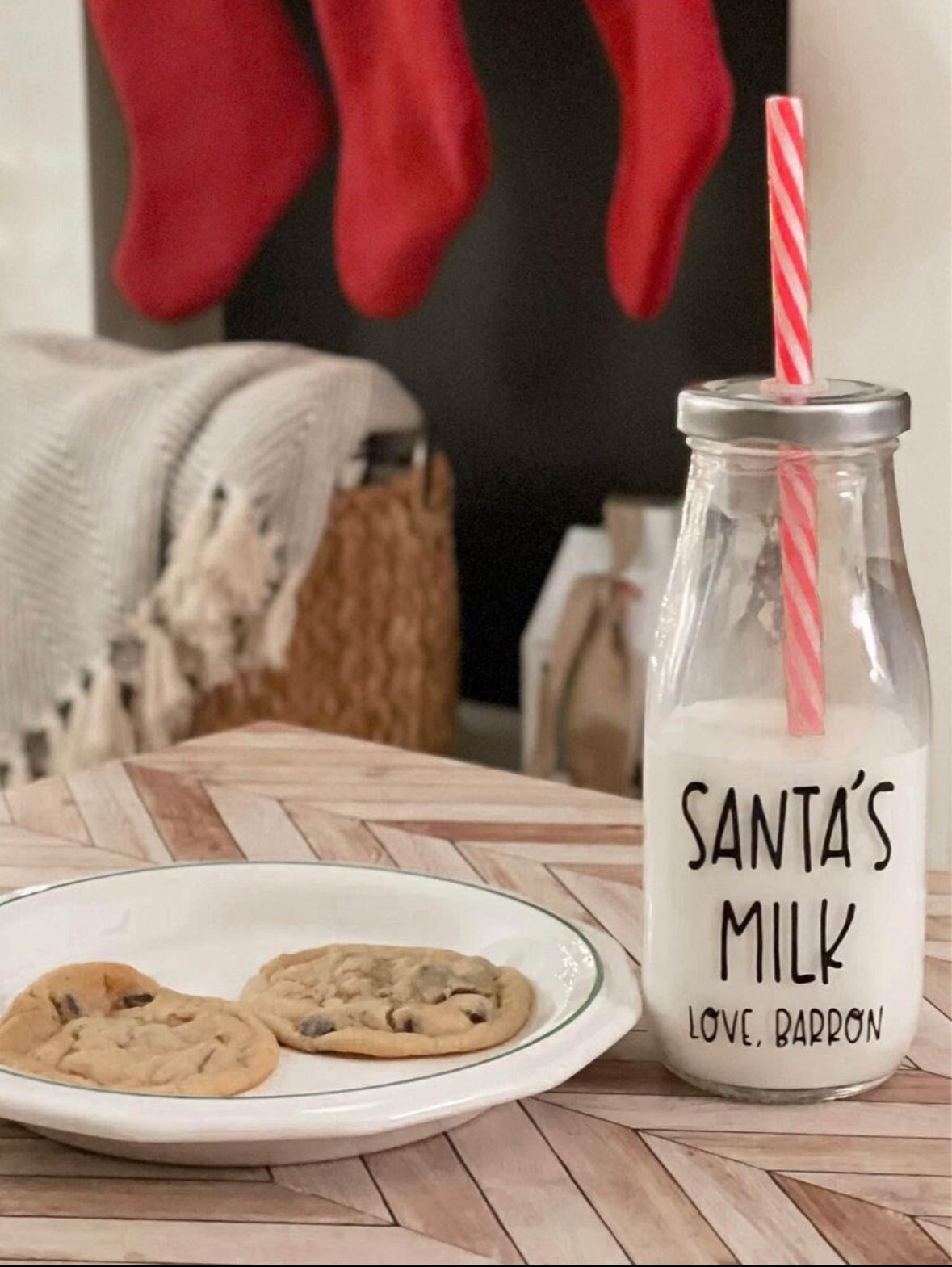 Personalized Santa Milk Bottle Custom Milk Bottle Cookies and Milk ...