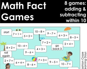 Math Fact Activities Addition Fact Games for K-2 - Etsy