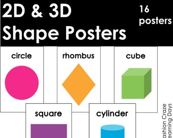 2D and 3D Shape Posters Rainbow Watercolors Classroom Decor - Etsy