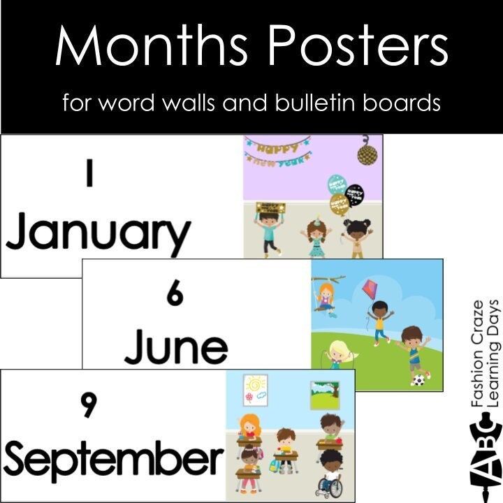 Months Posters for Word Walls and Bulletin Boards - Etsy