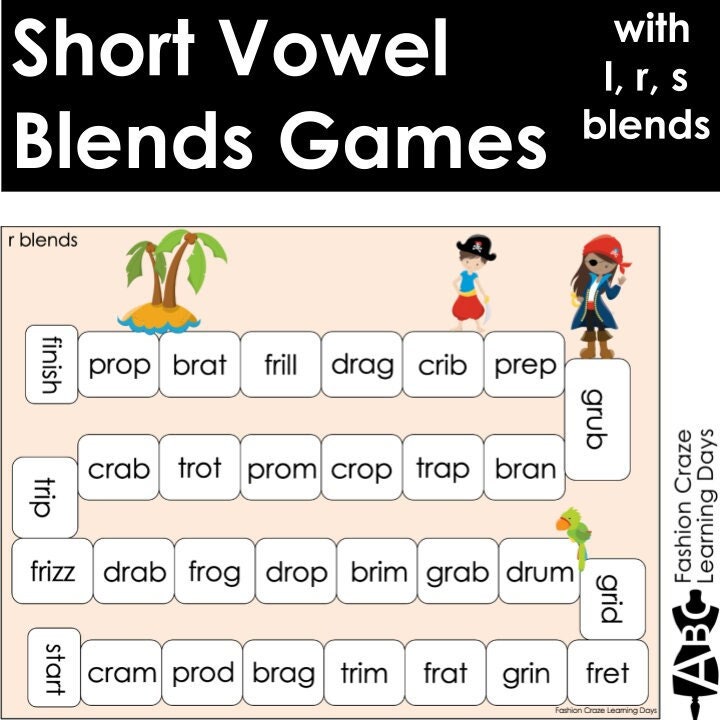 Short Vowel Games Blends Short Vowel Blends Kindergarten First Grade ...