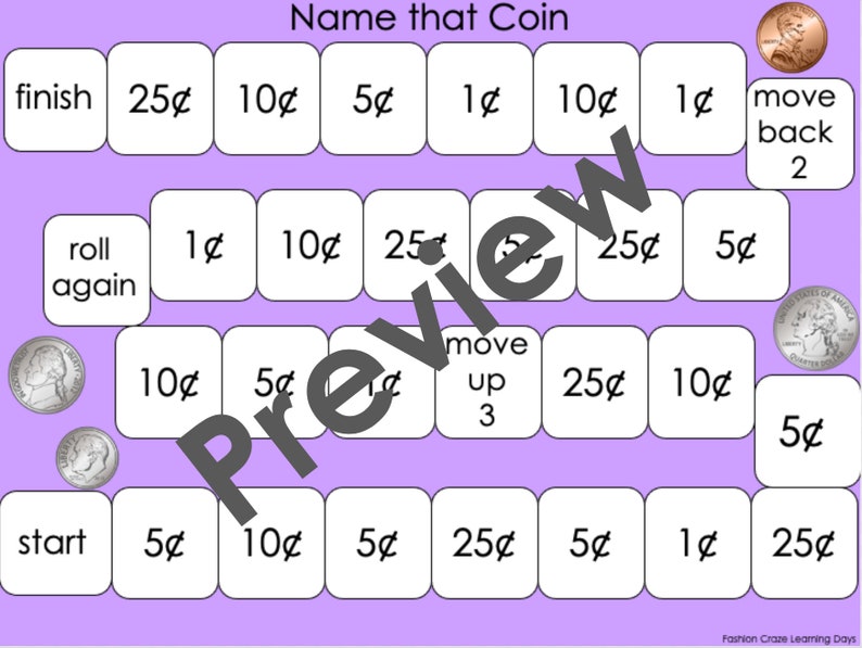 Coin Activities & Games With Names + Values Penny, Nickel, Dime ...