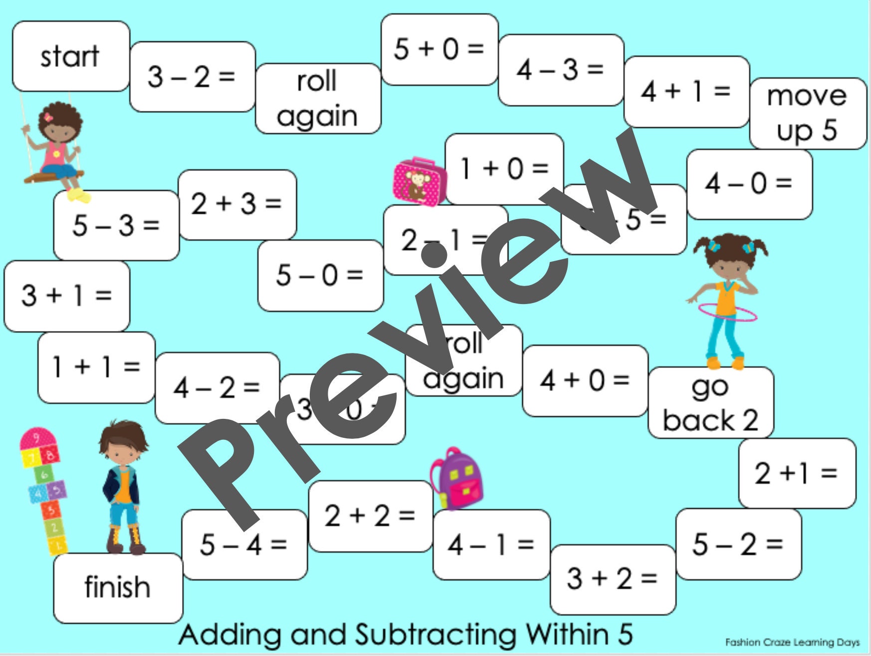 Math Fact Practice for K-2 Addition Games and Subtraction Games - Etsy