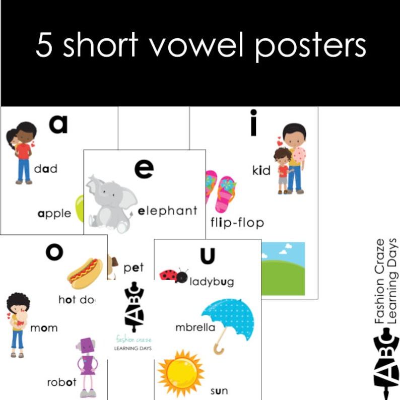 Short and Long Vowel Posters Phonics Posters for K-2 - Etsy