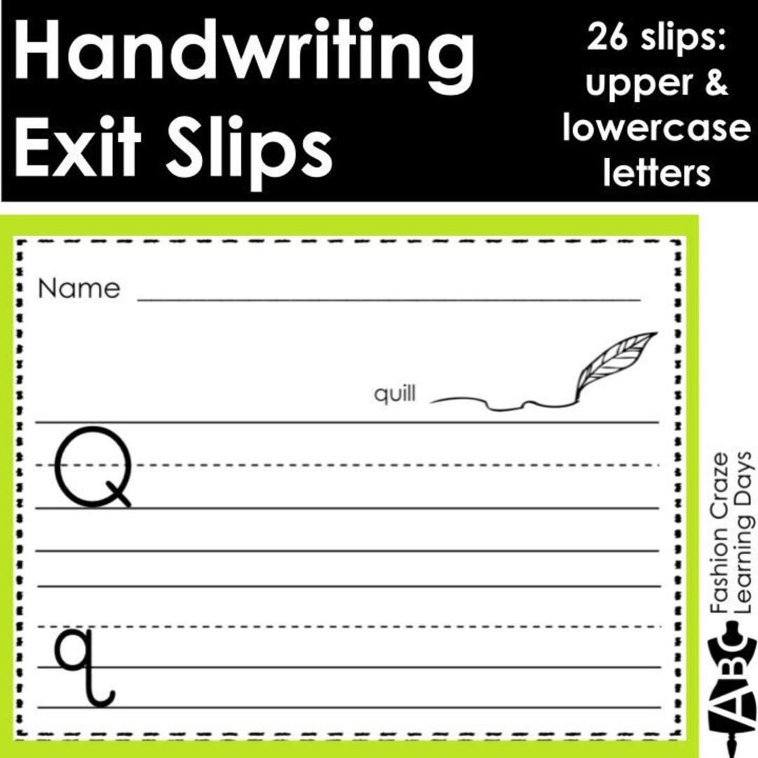 Handwriting Practice Exit Slips Uppercase and Lowercase Letters for K-1 ...
