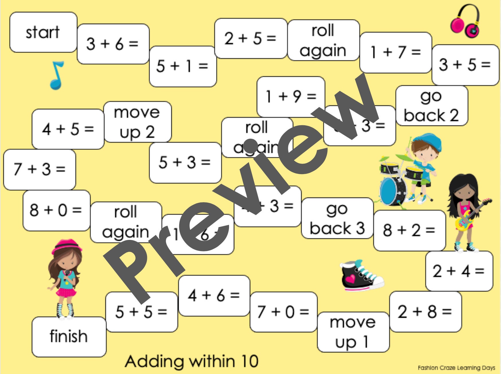 Math Fact Practice for K-2 Addition Games and Subtraction Games - Etsy