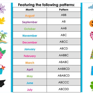 Classroom Calendar for K-1 - Featuring a New Pattern for Each Month - Etsy