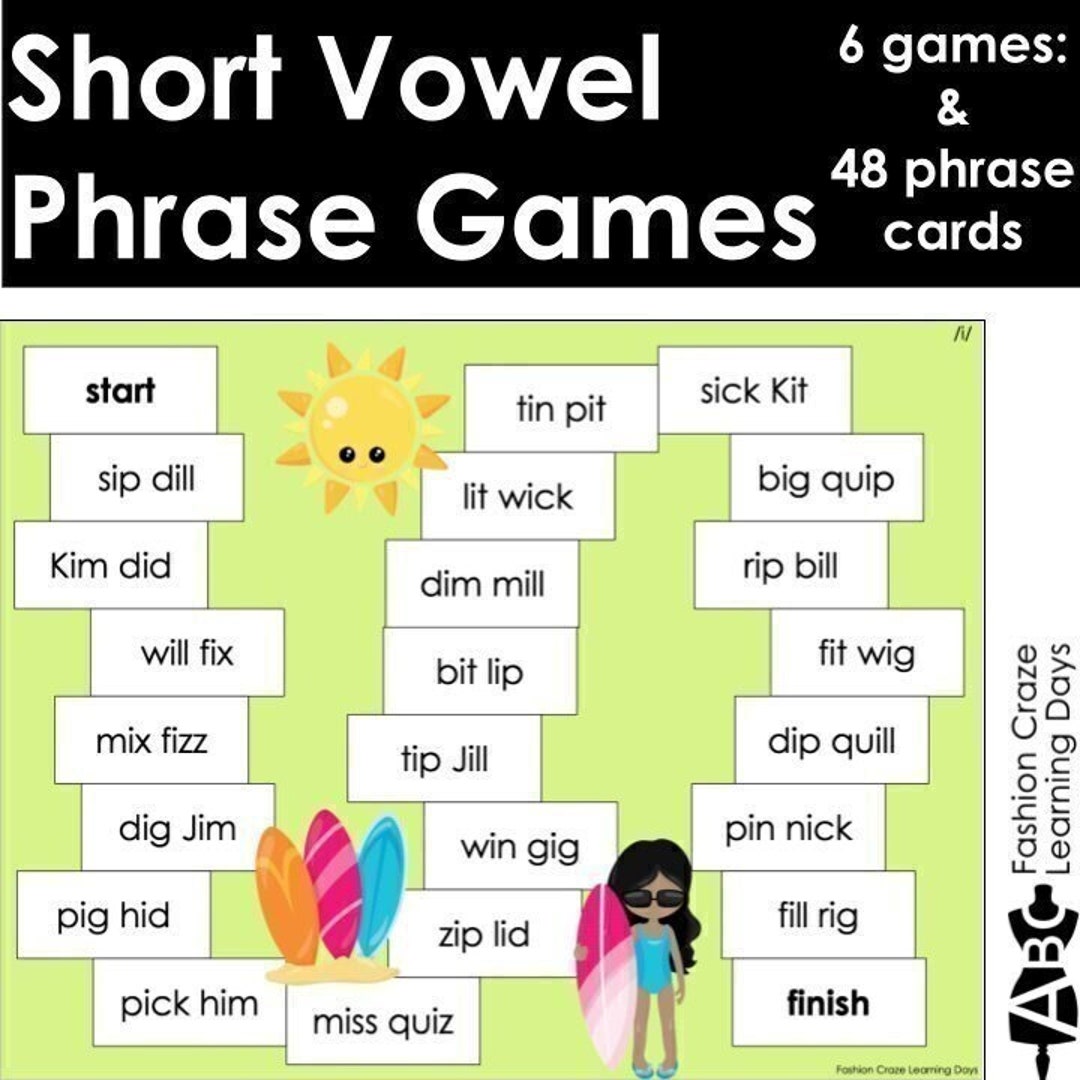 Short Vowel Phrase Games | Short Vowels | Phonics Games | Literacy ...