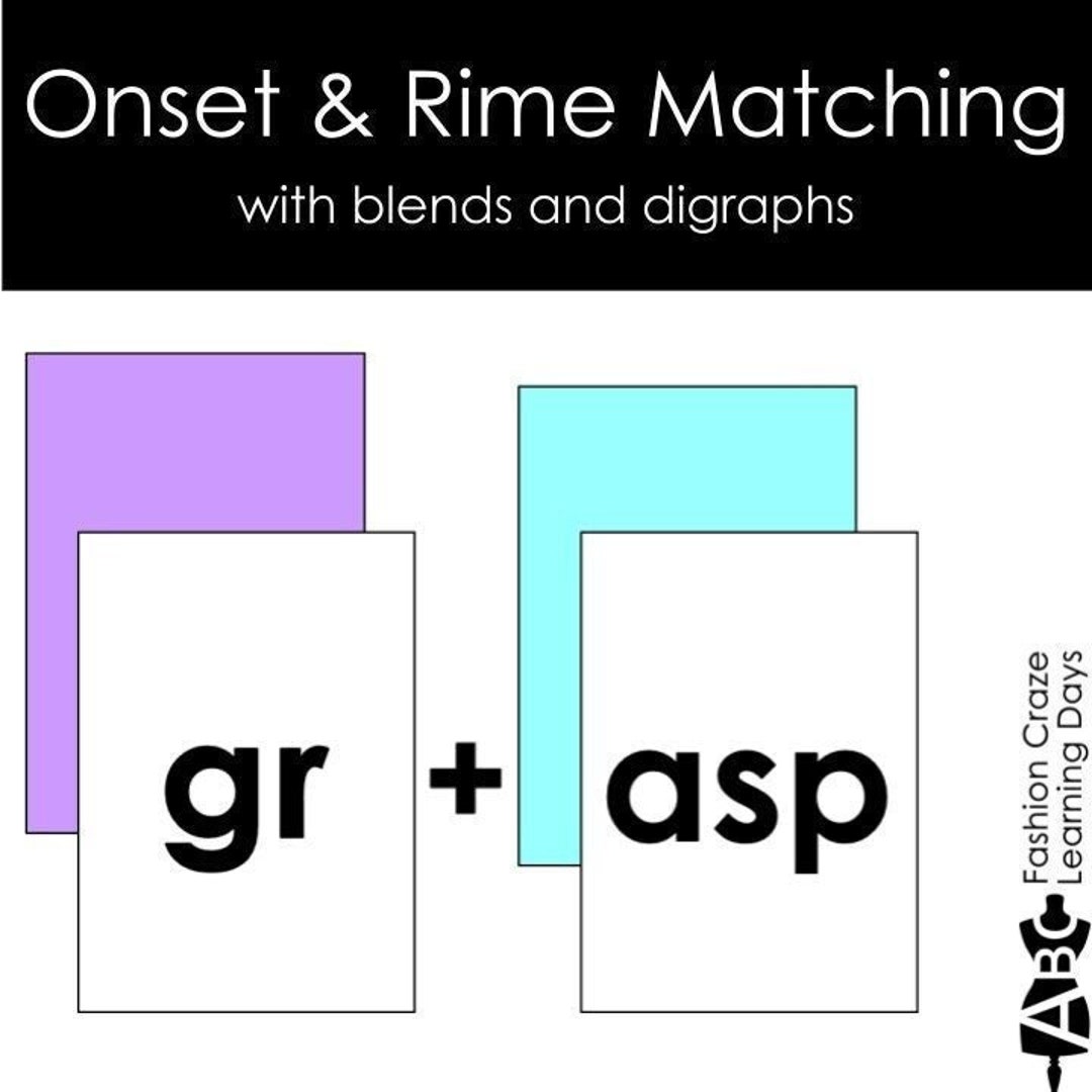 Onset and Rime Matching With Blends and Digraphs - Etsy