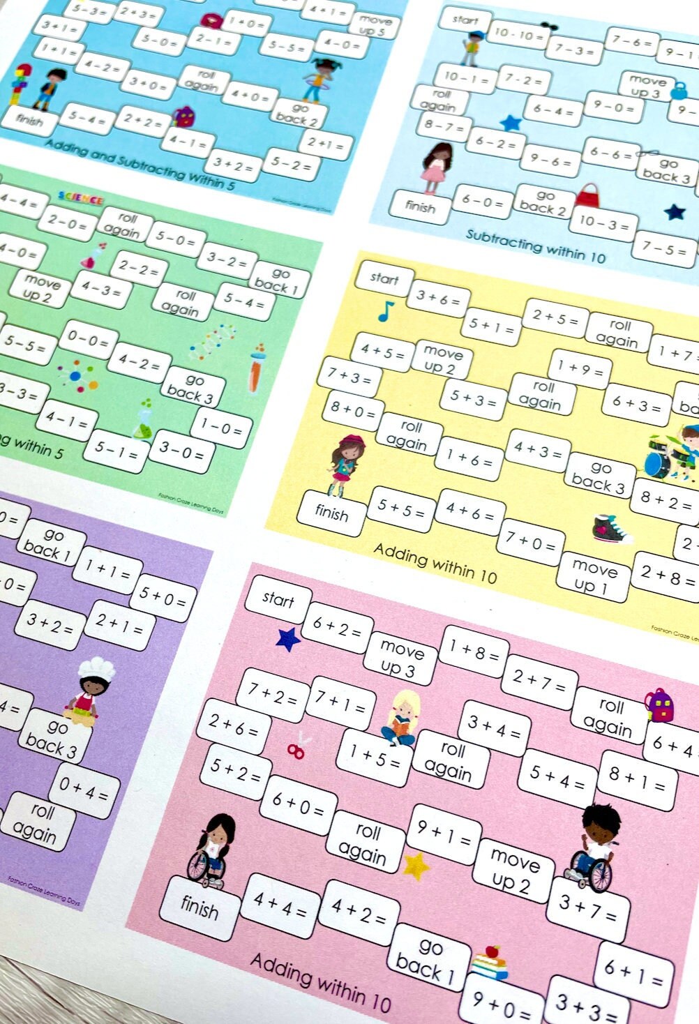 Math Fact Practice for K-2 Addition Games and Subtraction Games - Etsy