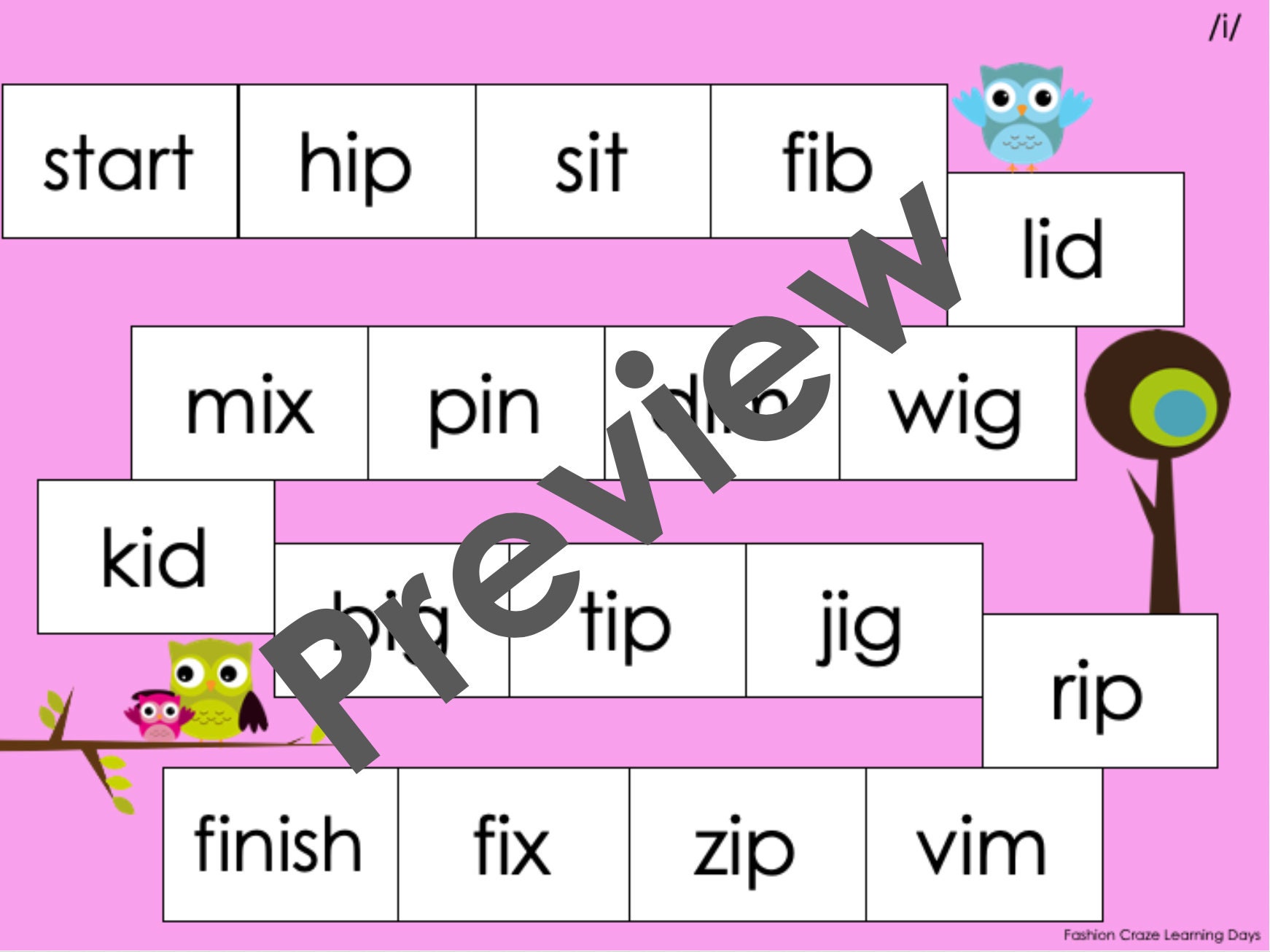 Short Vowel CVC Game Boards - Etsy