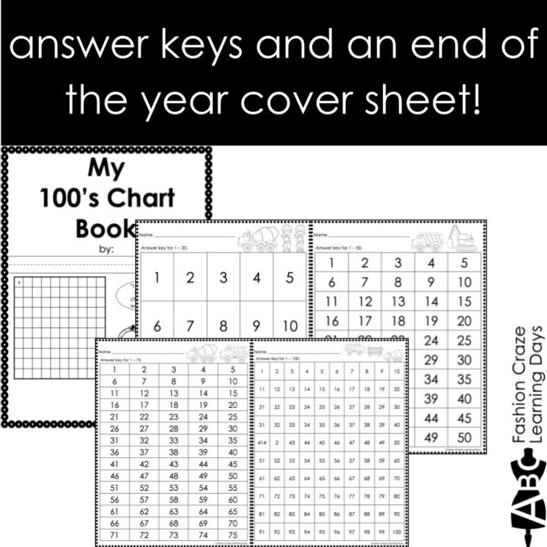 100's Chart Activities Monthly 100's Chart Book for K-1 - Etsy