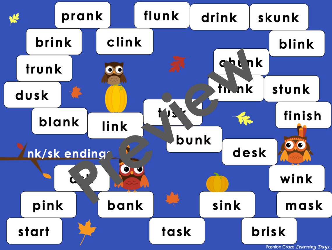 Ending Blends Games Lf, Lt, Lp, Mp, Nd, Nk, Sk, Nt, St Blends Ending ...