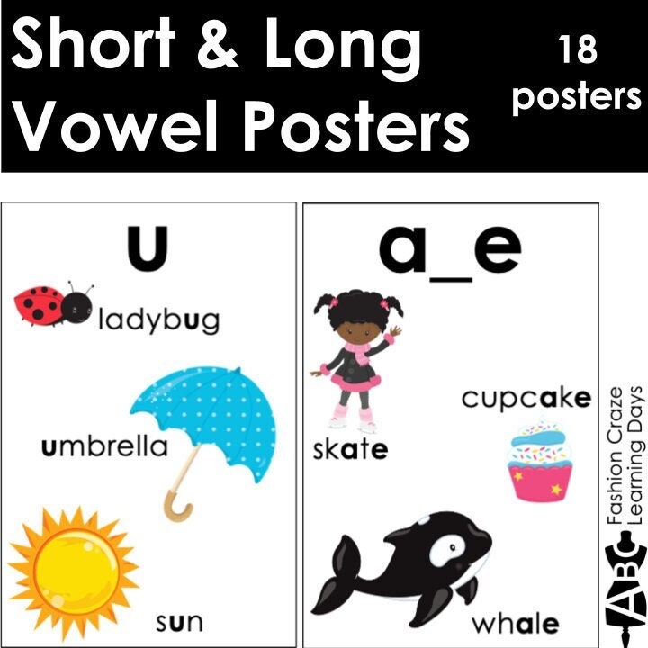 Short and Long Vowel Posters Phonics Posters for K-2 - Etsy