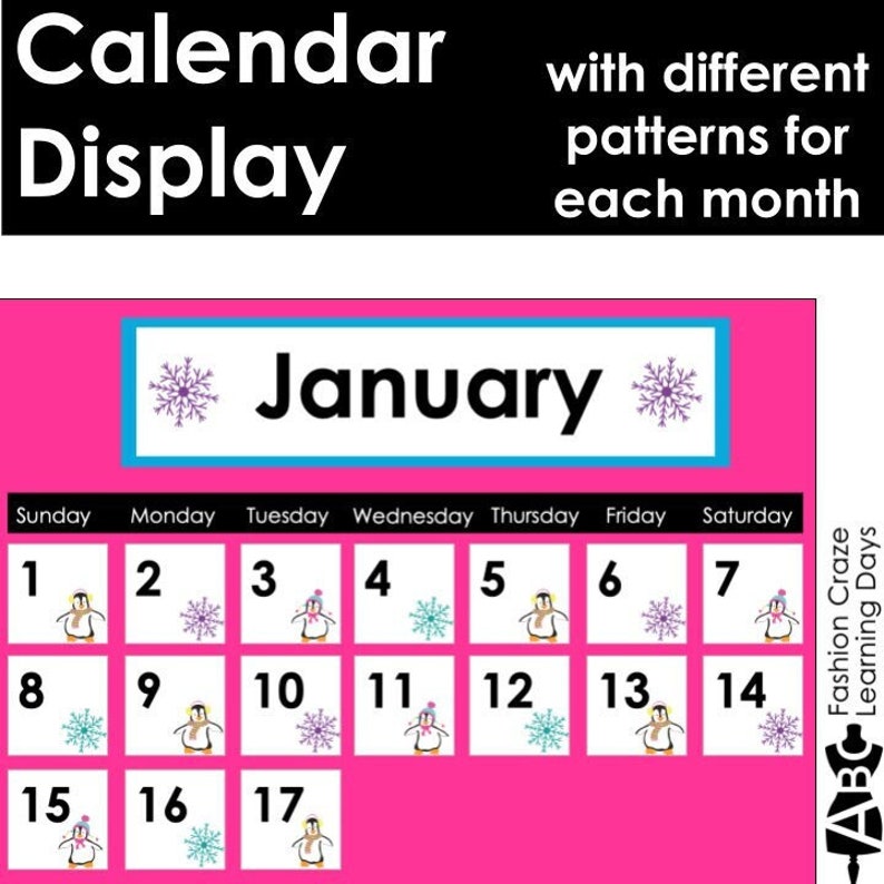 Classroom Calendar for K-1 - Featuring a New Pattern for Each Month - Etsy