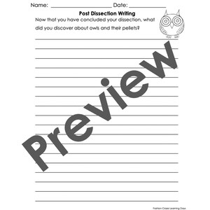 Owl Pellet Dissection - Pre, During and Post Notes and Graphic ...