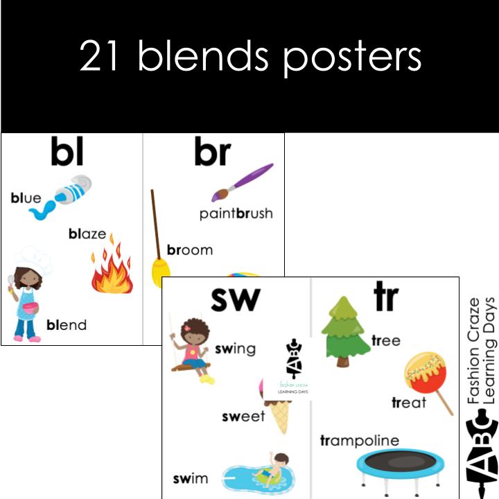 Blends Posters and Digraph Posters for K-2 Word Walls and Bulletin ...