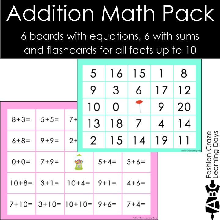 Math Fact Activities Addition Fact Games for K-2 - Etsy