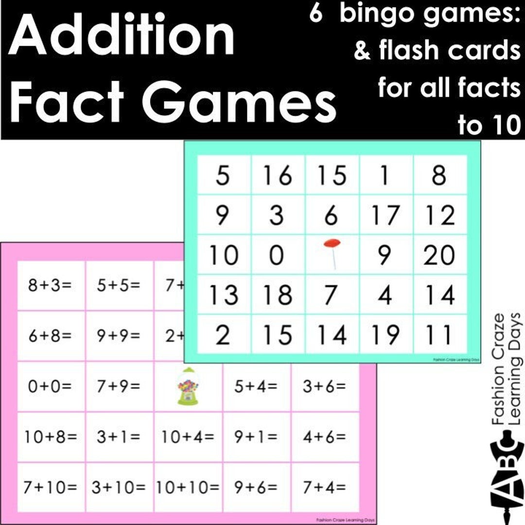 Math Fact Activities Addition Fact Games for K-2 - Etsy