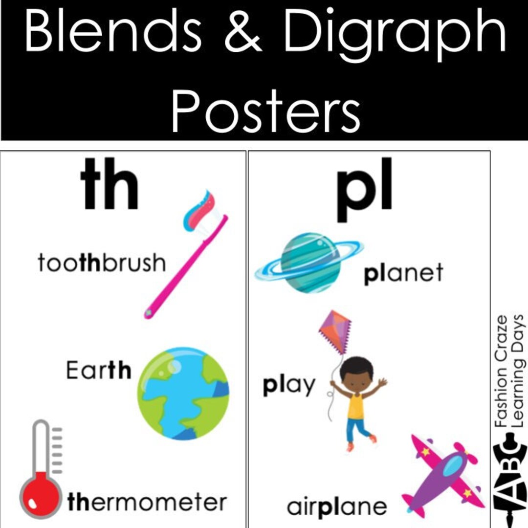Blends Posters and Digraph Posters for K-2 Word Walls and - Etsy