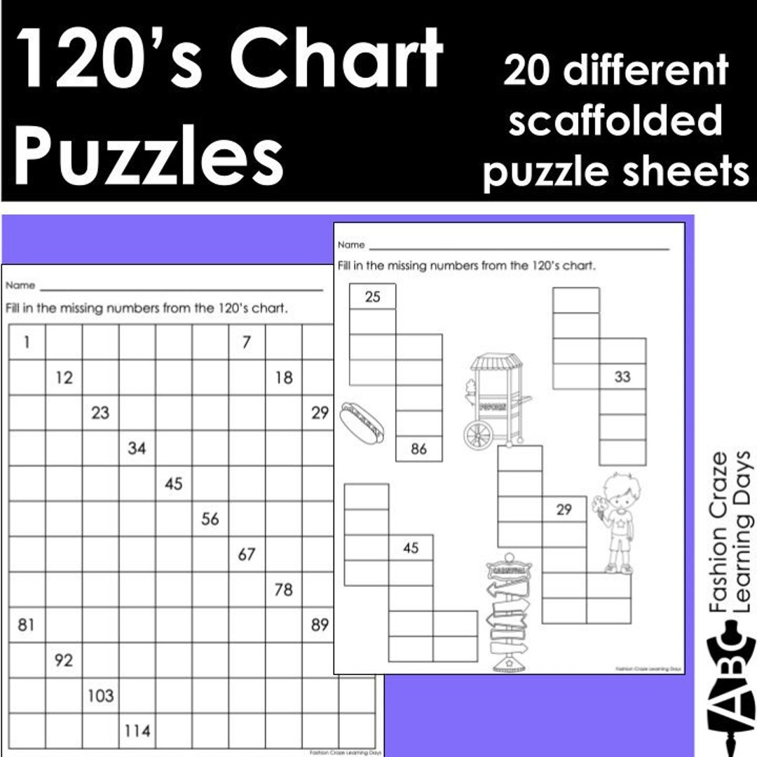 100's Chart Puzzles Scaffolded Puzzles - 20 Worksheets With Answer Keys ...