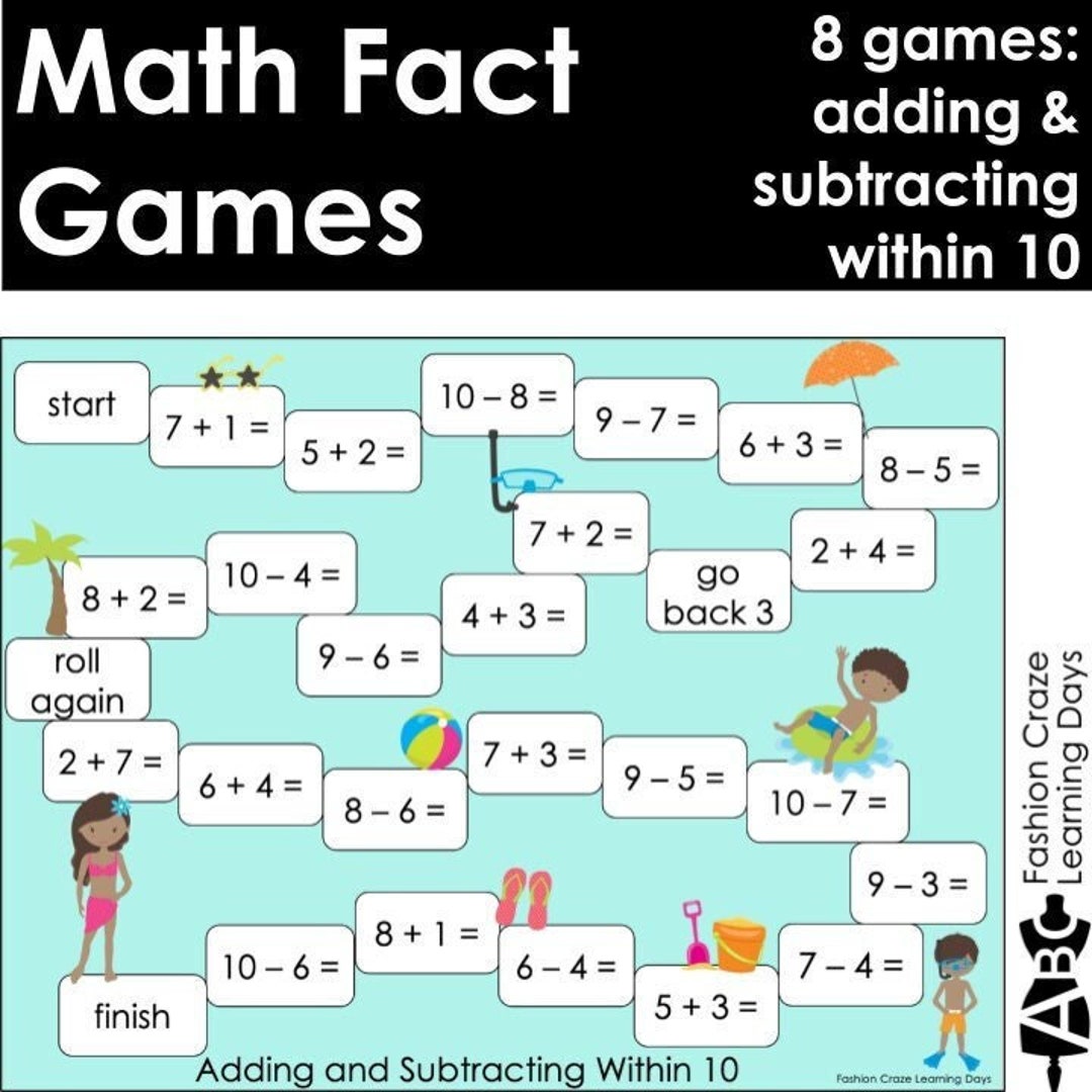 Math Fact Practice for K-2 Addition Games and Subtraction Games - Etsy