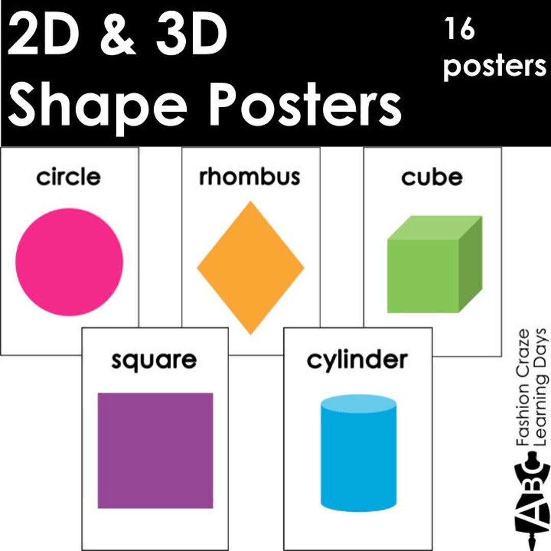 2D and 3D Shape Posters - Etsy