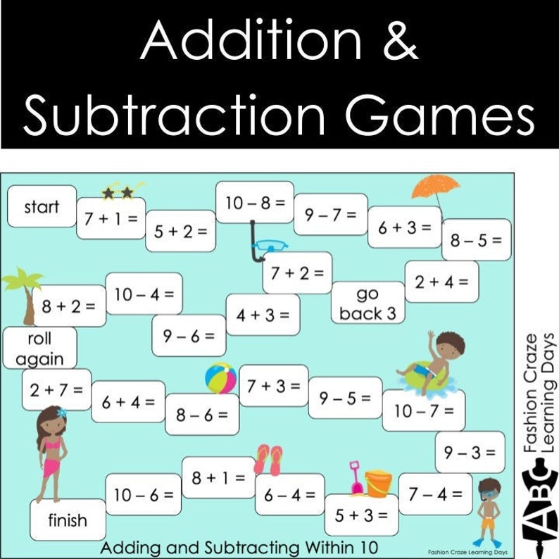 Math Fact Practice for K-2 Addition Games and Subtraction - Etsy