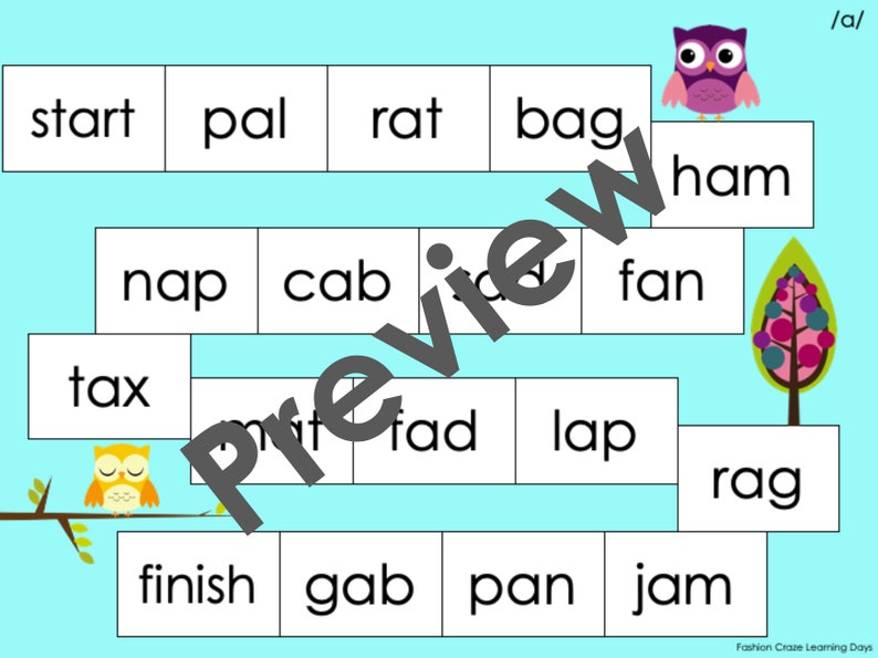 Short Vowel CVC Game Boards - Etsy