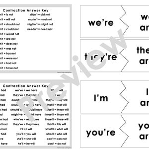 Contraction Puzzles - Grammar Activities - Etsy