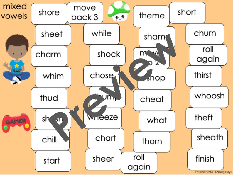 Short Vowel Phonics Games With Long Vowels, R Controlled, and Digraphs ...
