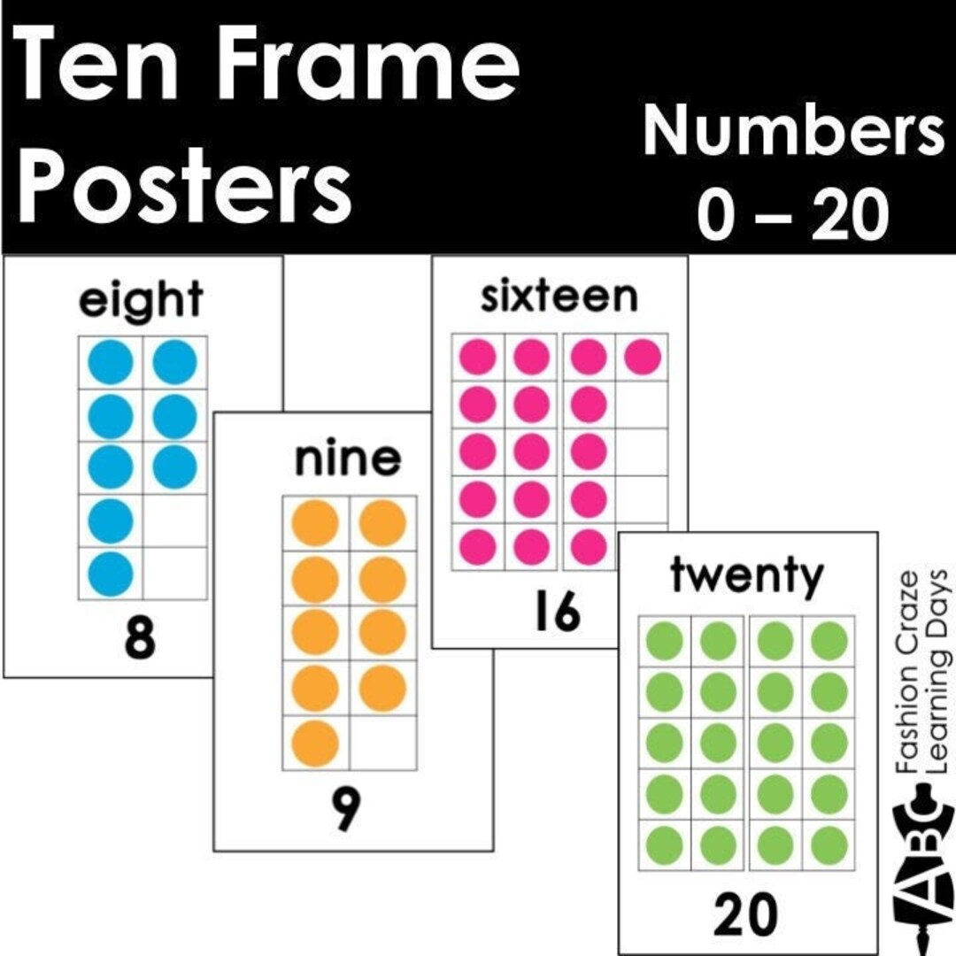 Ten Frame Poster 0-20 Math Posters for Numbers up to 20 - Etsy