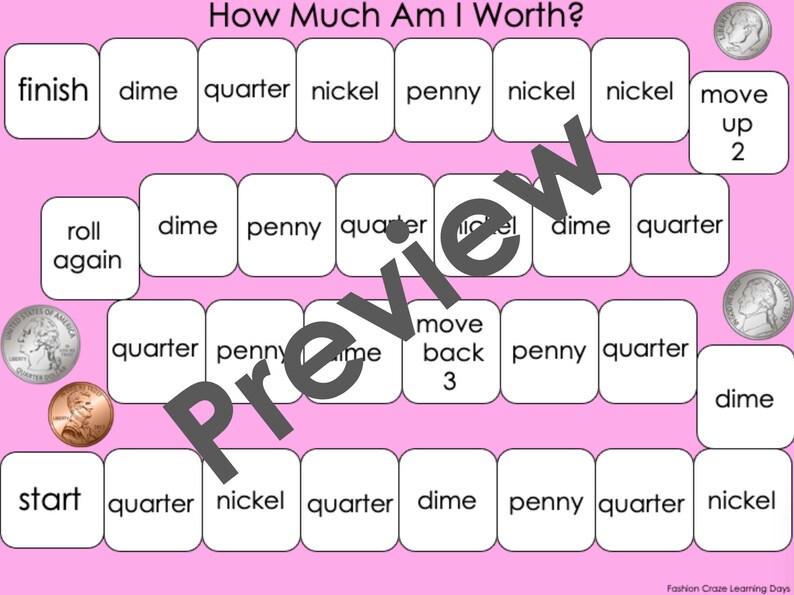 Coin Activities & Games With Names + Values Penny, Nickel, Dime ...