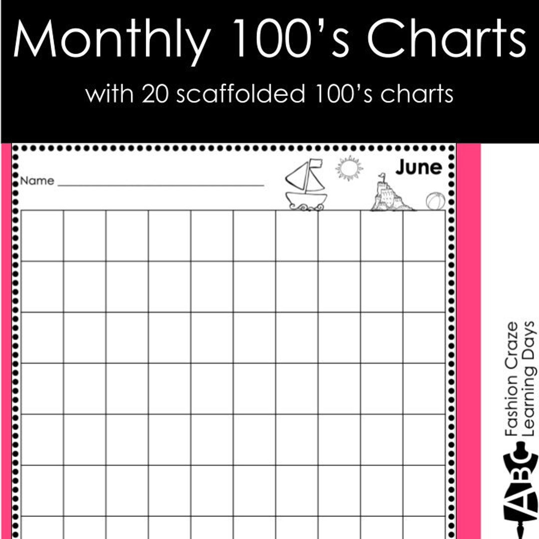 100's Chart Activities Monthly 100's Chart Book for - Etsy