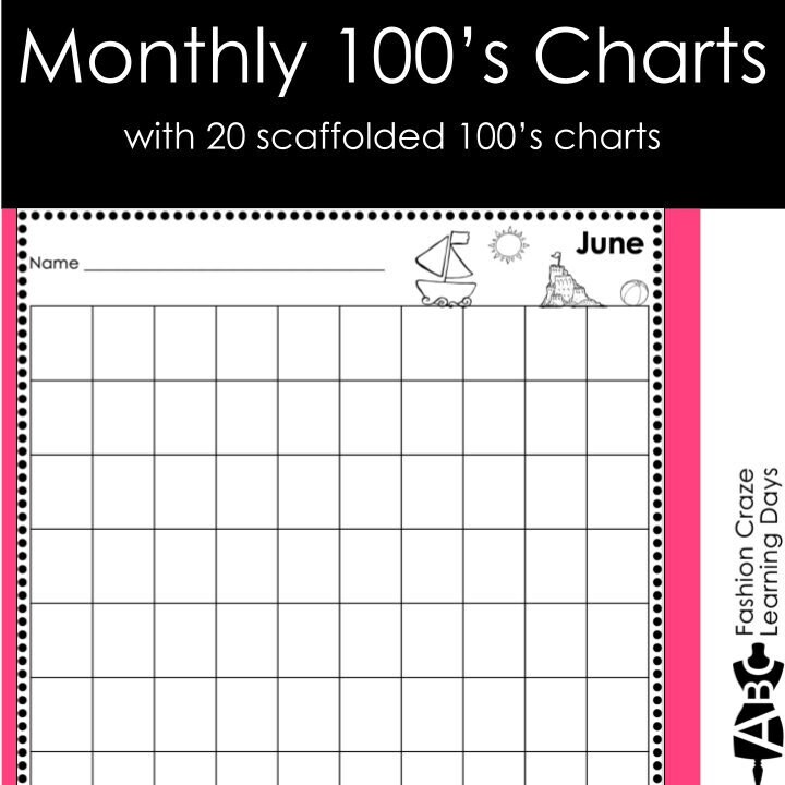 100's Chart Activities Monthly 100's Chart Book for - Etsy